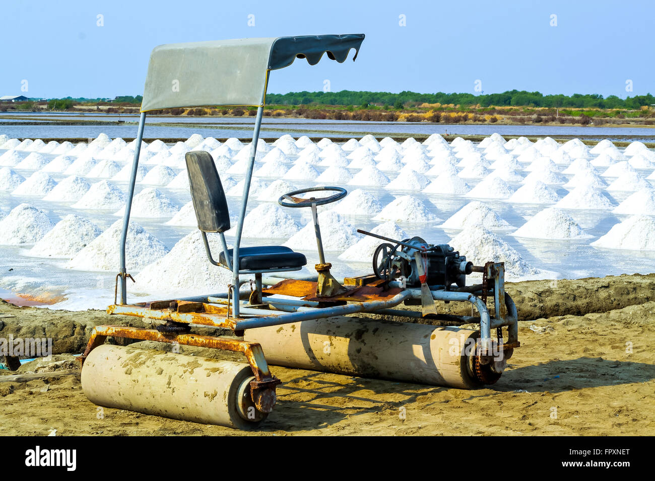 Rolling car machine used for smooth ground level for salt field Stock ...