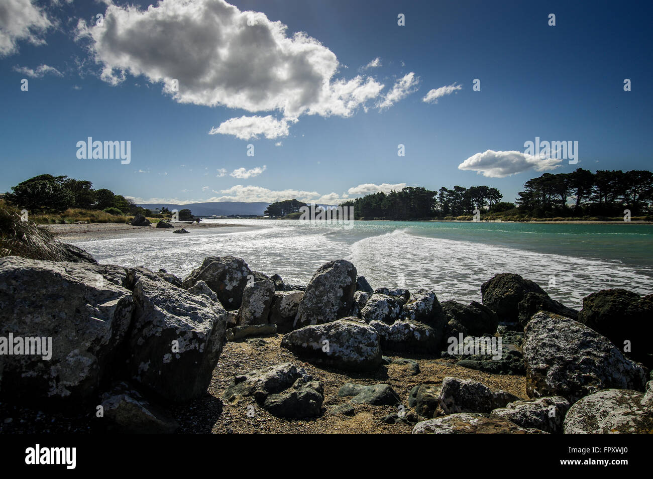 Rugged coastal landscape around Riverton in Southland, New Zealand ...