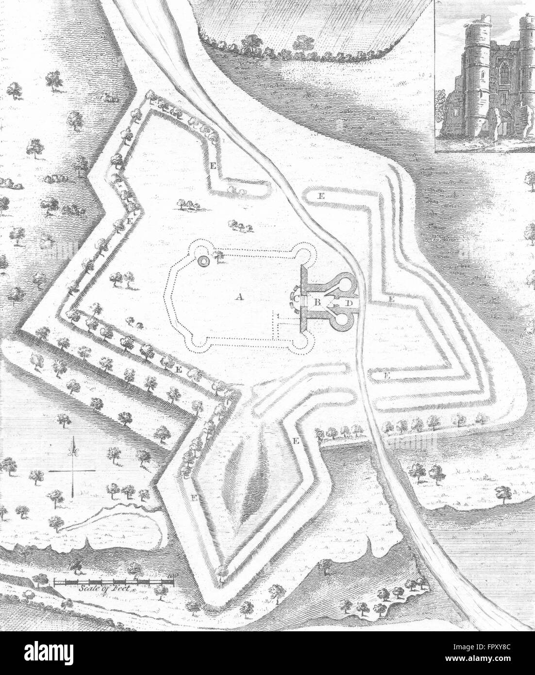 BERKS: Plan Donnington Castle, antique print 1783 Stock Photo - Alamy
