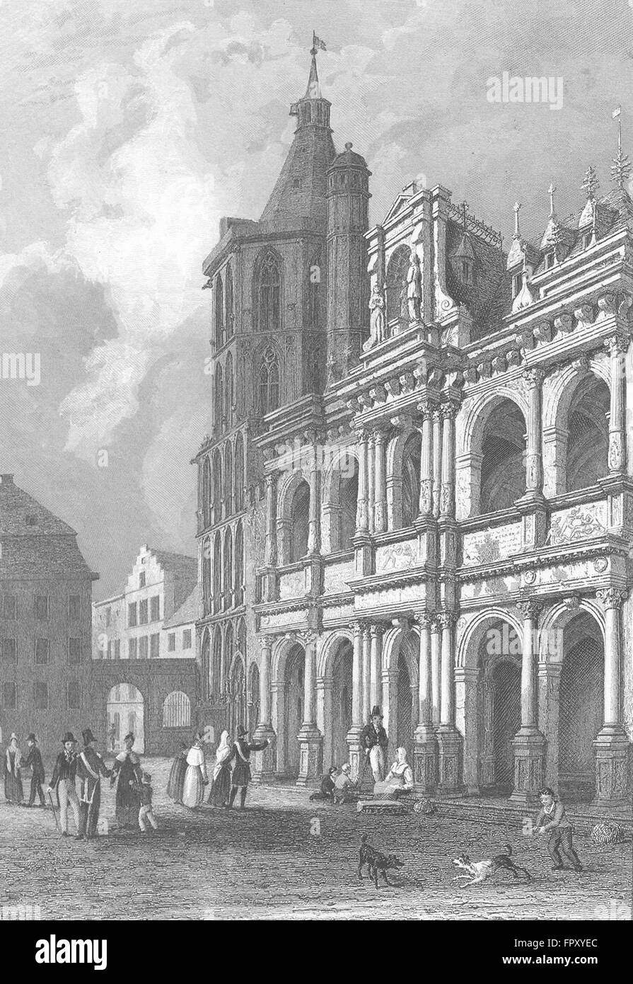 GERMANY: Town Hall Cologne: Tombleson, antique print 1830 Stock Photo ...