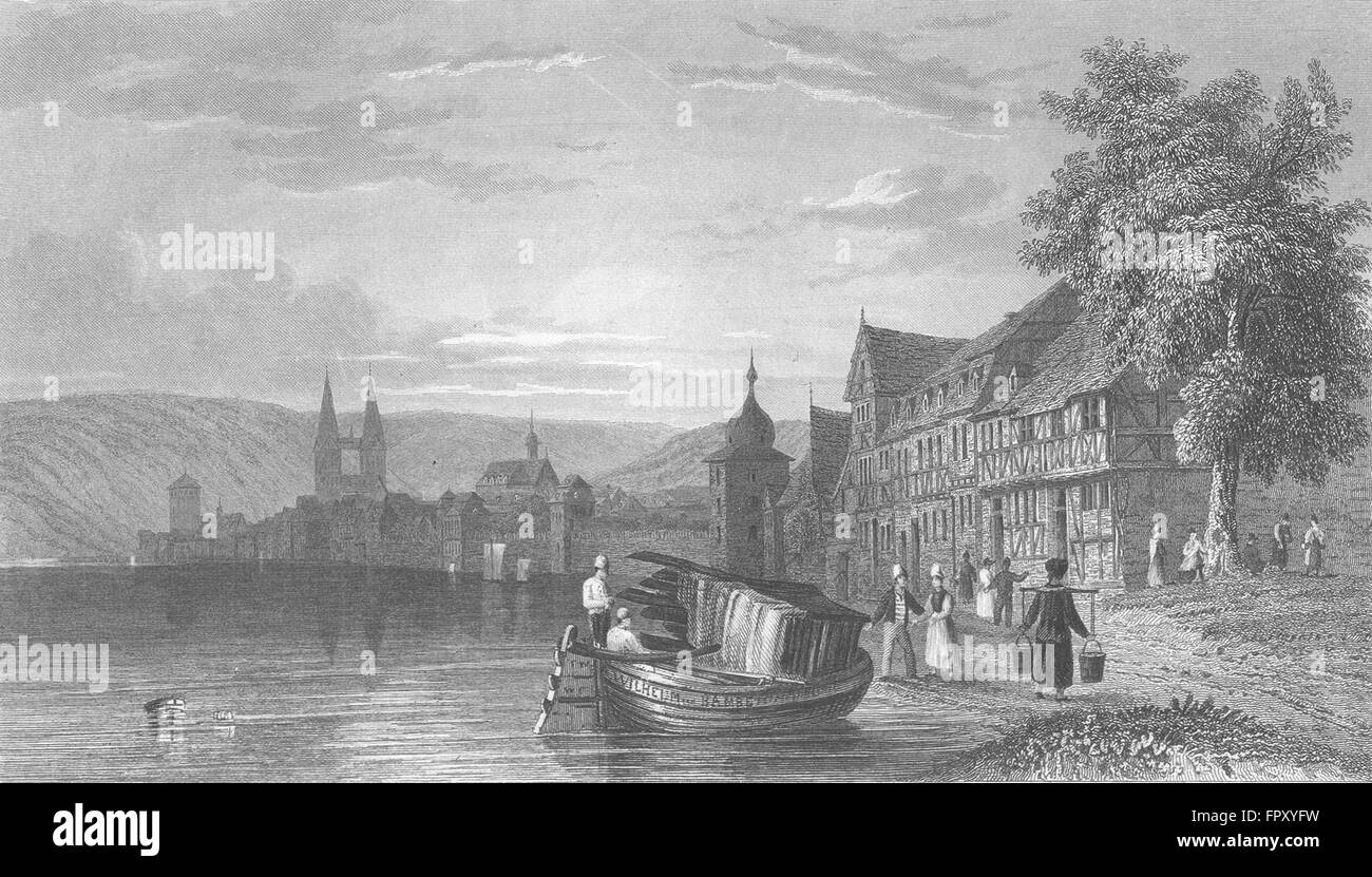 GERMANY: Boppard: Tombleson St river, antique print 1830 Stock Photo ...