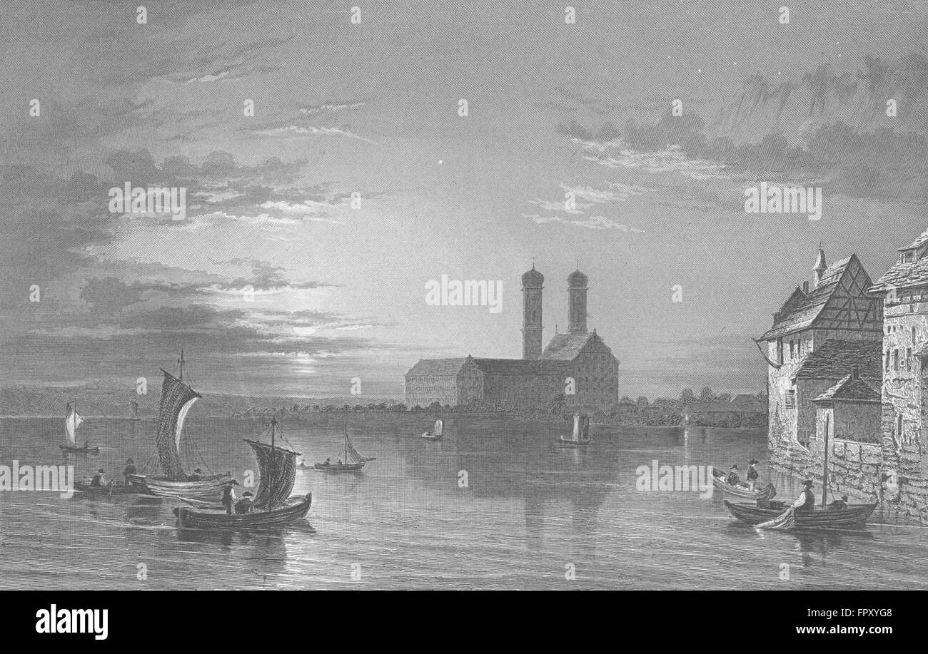 GERMANY: Friedrichschafen: lake Constance: Tombleson, antique print ...