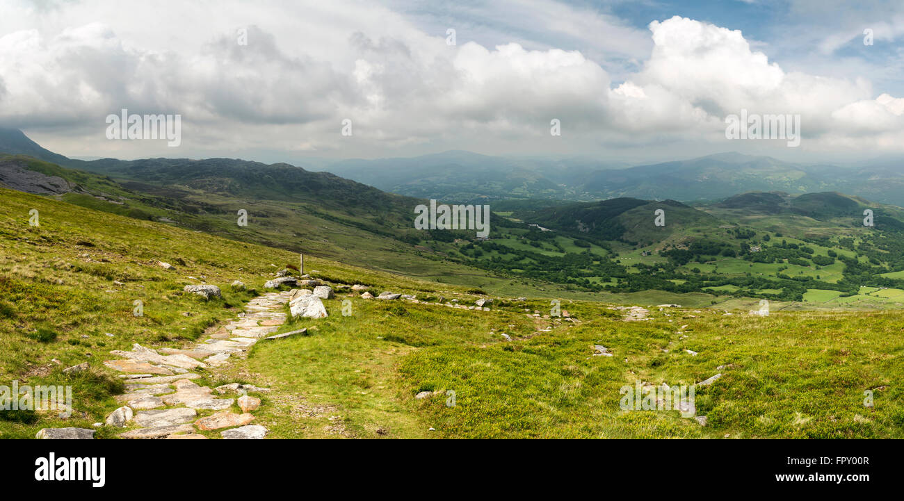Beautiful large panorama landscape of Snowdonia National Park from ...