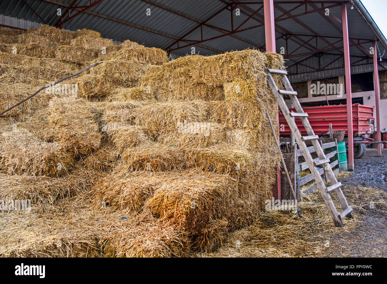 Covered rural shed for storing straw and tools Stock Photo - Alamy