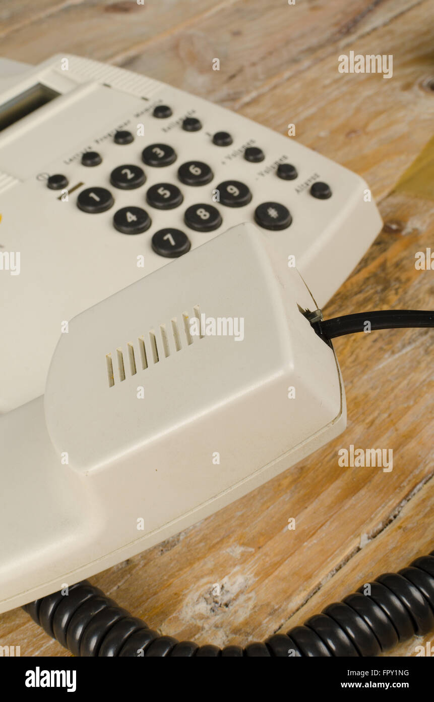 Traditional phone receiver with handset and cord Stock Photo - Alamy