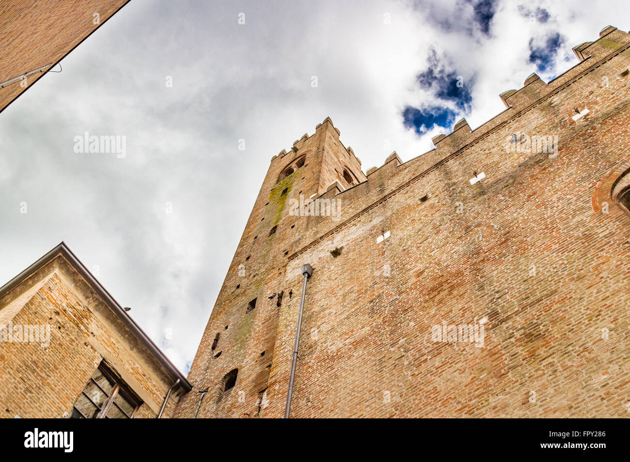 ancient masonry buildings in the historic center of Rimini in Italy ...