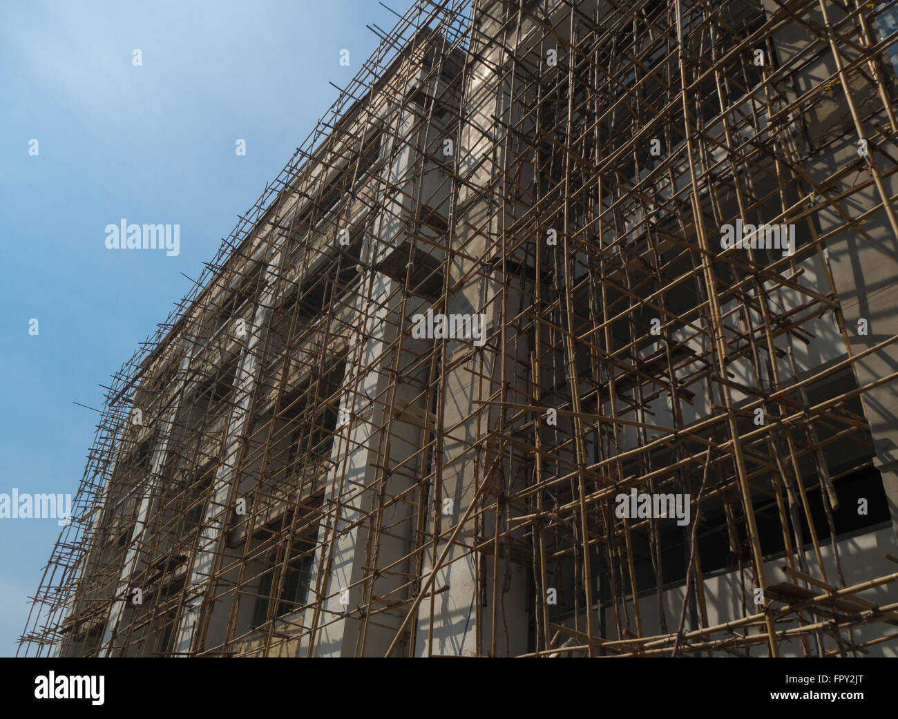 Construction building with bamboo scaffolding, Thailand Stock Photo - Alamy