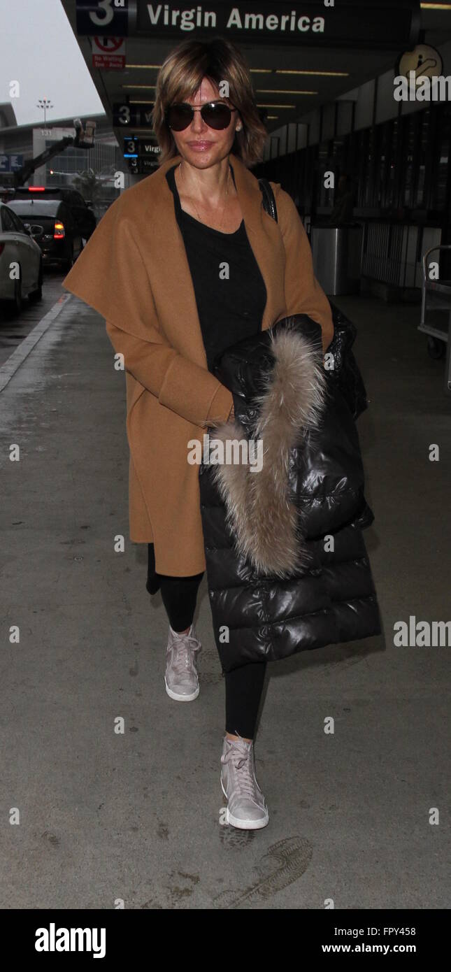 Lisa Rinna arrives on a flight to Los Angeles International Airport ...
