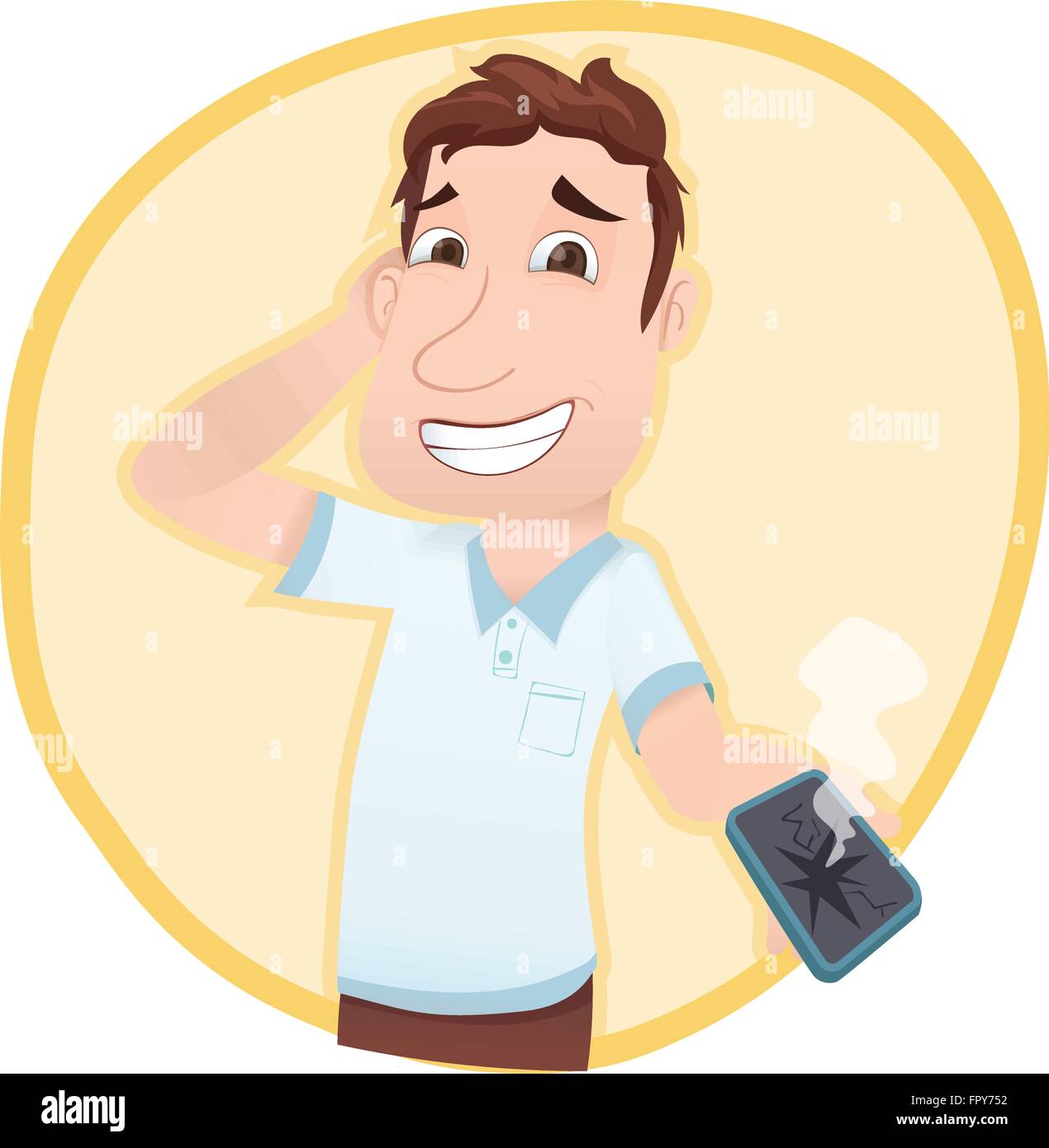 cartoon man showing broken smart phone Stock Vector Image & Art - Alamy