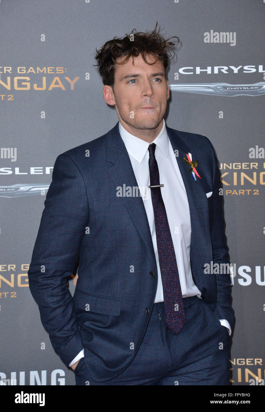 LOS ANGELES, CA - NOVEMBER 16, 2015: Actor Sam Claflin at the Los ...