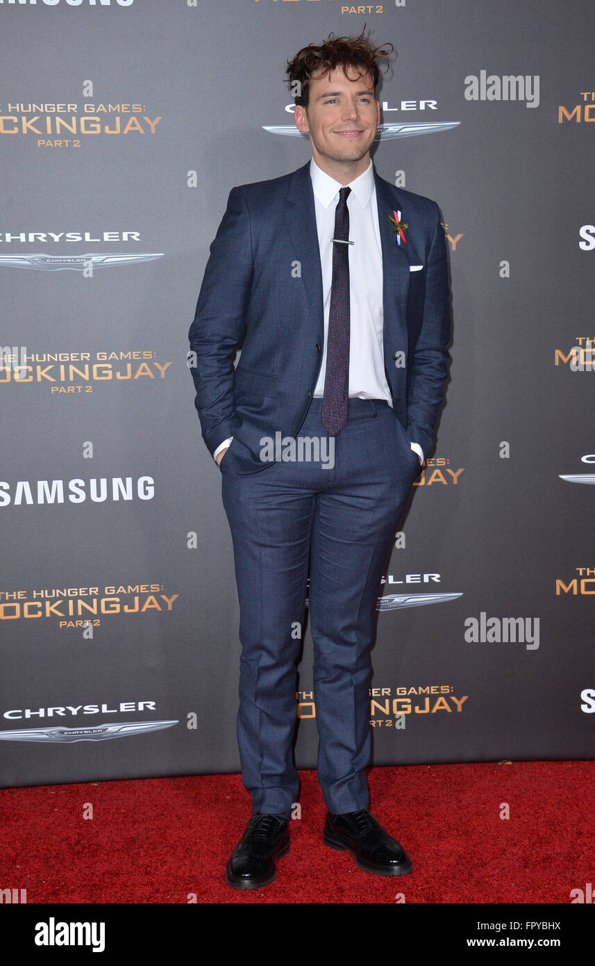 LOS ANGELES, CA - NOVEMBER 16, 2015: Actor Sam Claflin at the Los ...