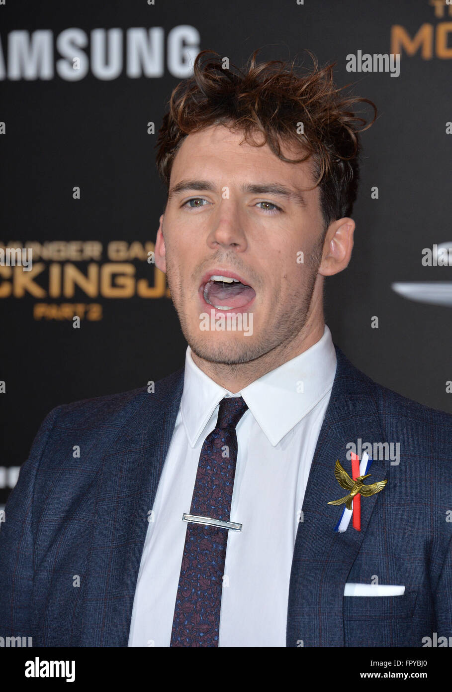LOS ANGELES, CA - NOVEMBER 16, 2015: Actor Sam Claflin at the Los ...