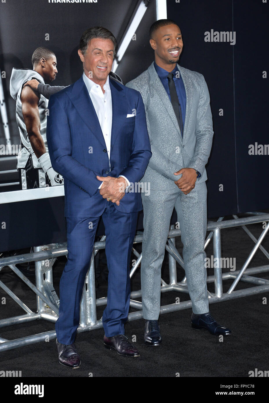 LOS ANGELES, CA - NOVEMBER 19, 2015: Actors Sylvester Stallone ...