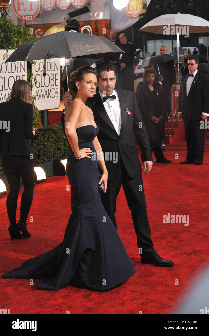 LOS ANGELES, CA - JANUARY 17, 2010: Colin Farrell & date at the 67th ...