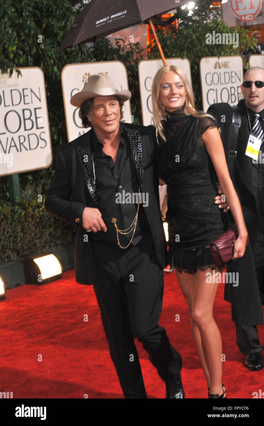 LOS ANGELES, CA - JANUARY 17, 2010: Mickey Rourke & date at the 67th ...
