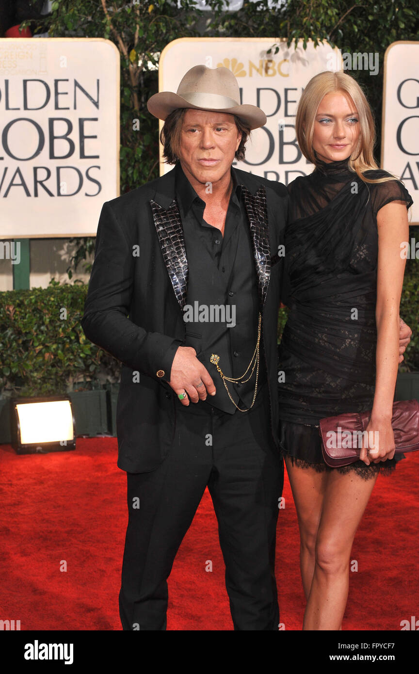 LOS ANGELES, CA - JANUARY 17, 2010: Mickey Rourke & date at the 67th ...