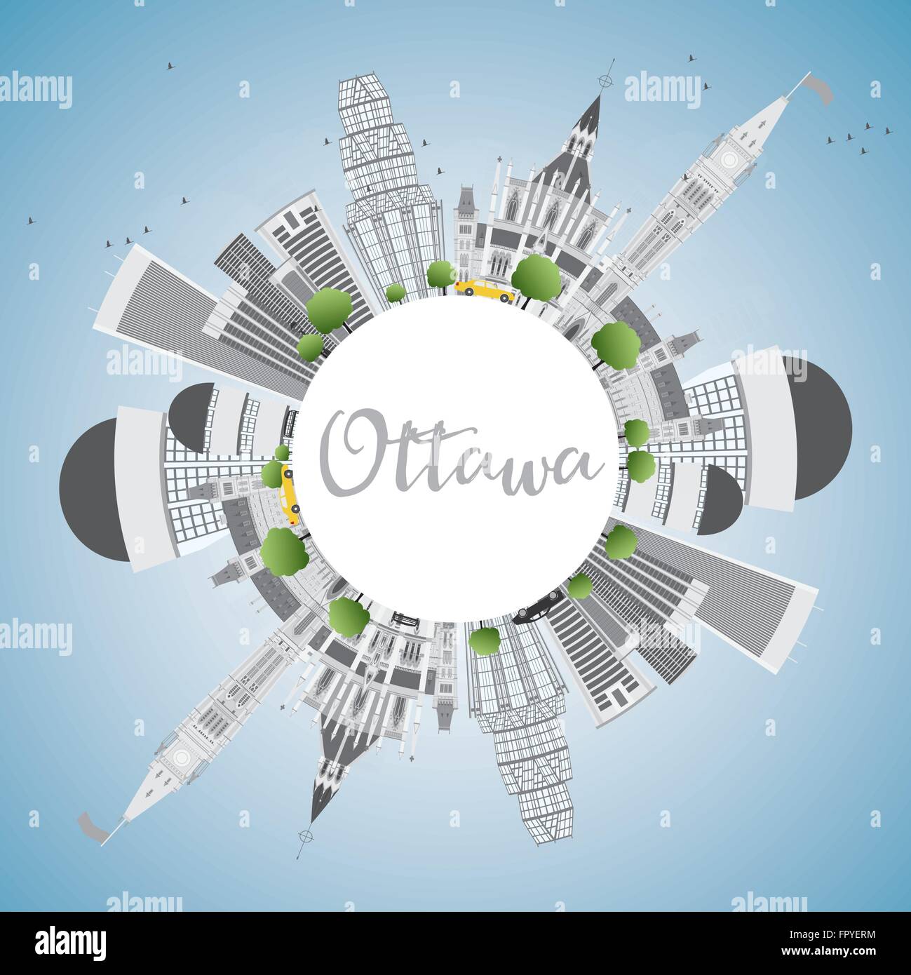 Ottawa Skyline with Gray Buildings and Copy Space. Vector Illustration ...