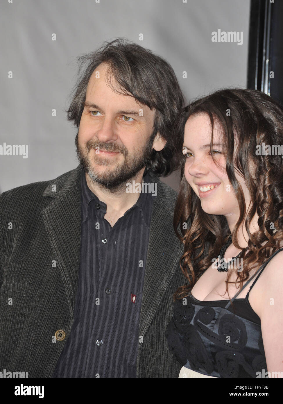 LOS ANGELES, CA - DECEMBER 7, 2009: Director Peter Jackson & daughter ...