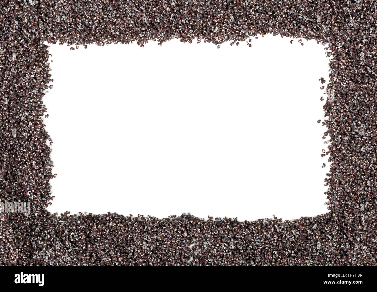 Raw poppy seeds frame over white background Stock Photo - Alamy