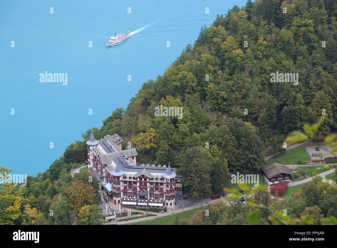 A photograph of a passenger ferry on Lake Brienz in Switzerland Stock ...