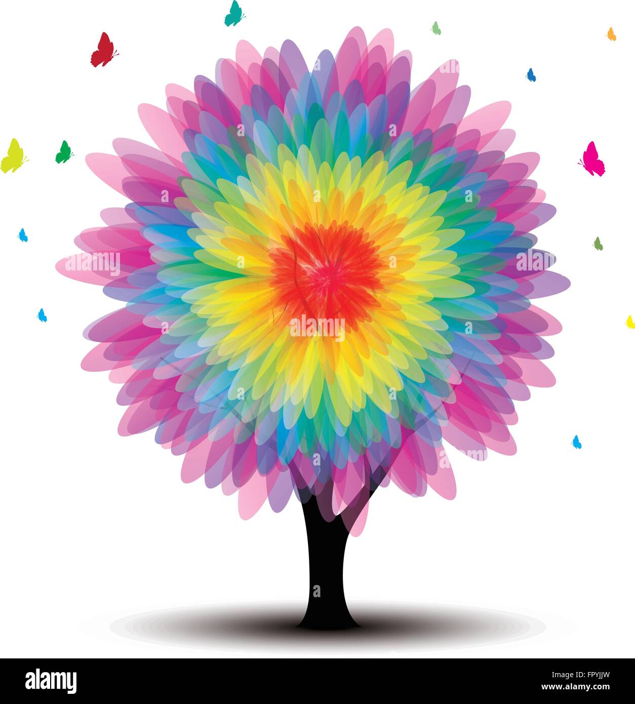 Butterfly on the tree Stock Vector Images - Alamy