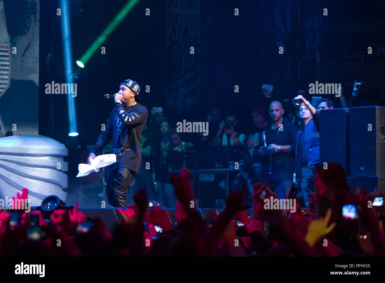 MOSCOW - 22 NOVEMBER, 2014 : American rap singer Tyga performing at ...