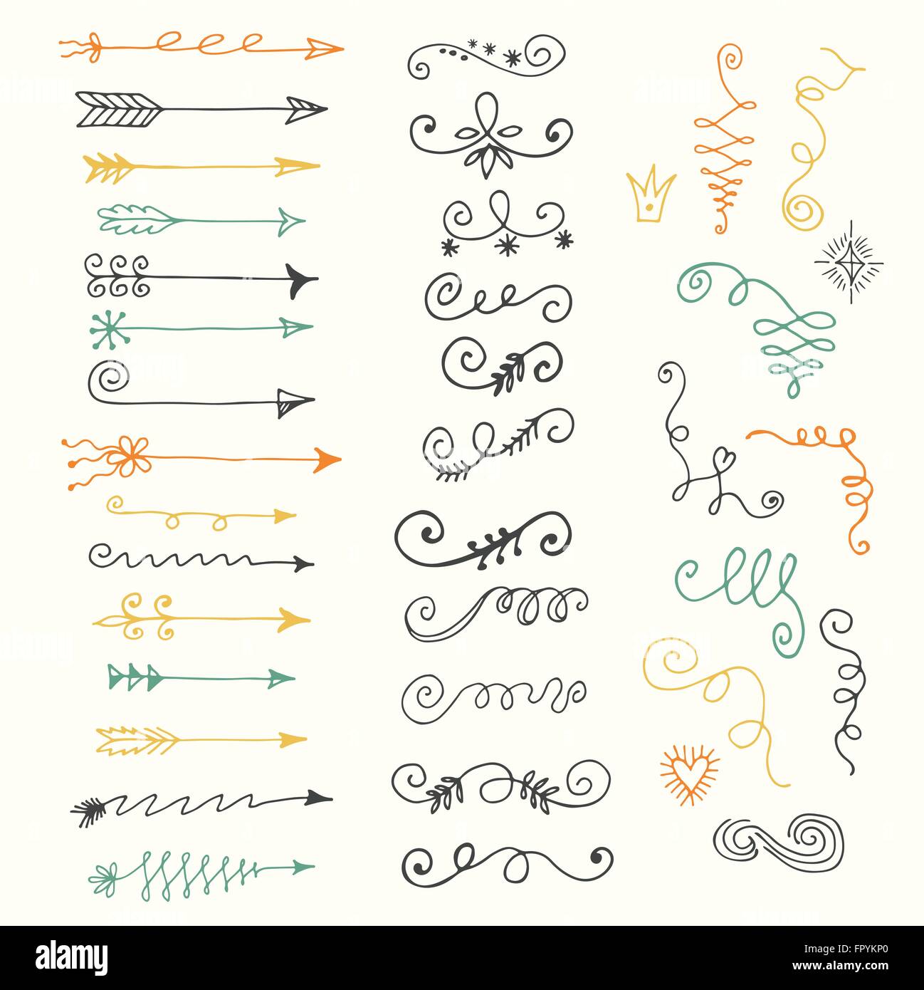 Set of Hand Drawn Doodle Design Elements Stock Vector Image & Art - Alamy