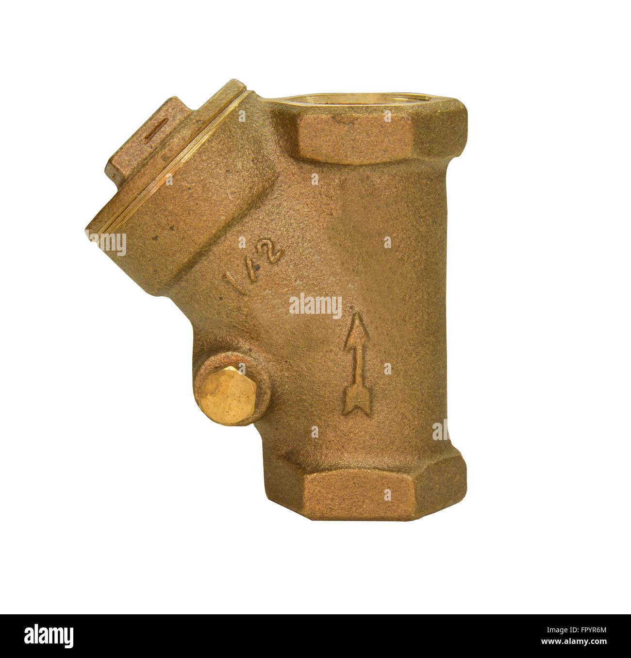 Brass check- valve isolated over a white background Stock Photo - Alamy