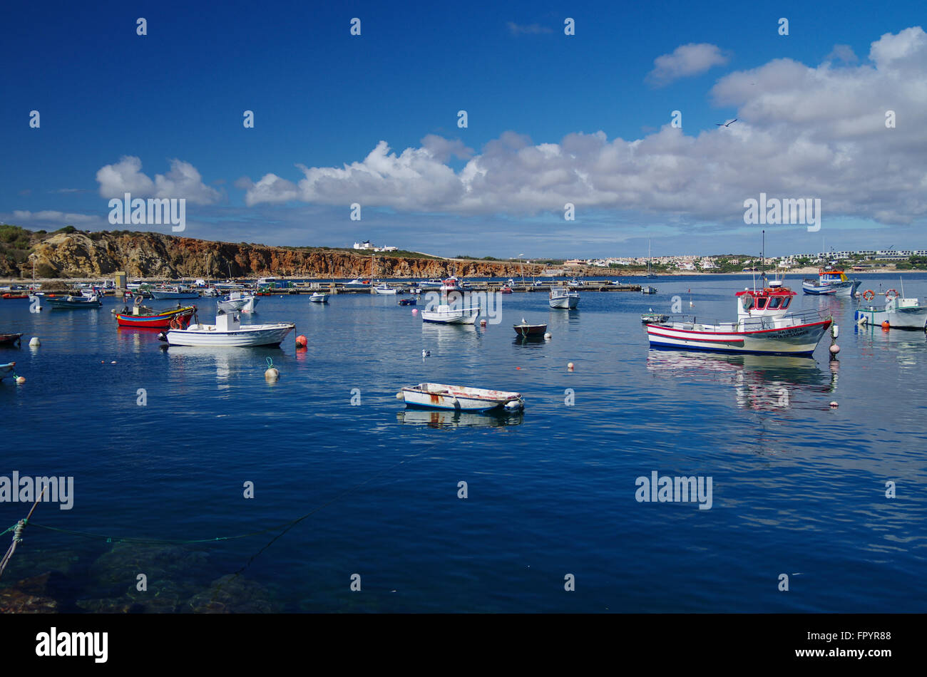 Sagres Harbour and fishing boats, Sagres, ALgarve, Portugal Stock Photo ...
