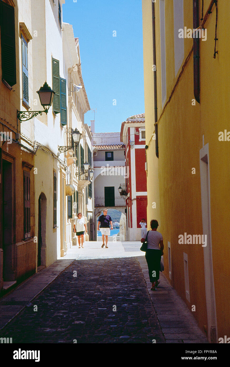Street of the old town. Mahon, Menorca island, Balearic Islands, Spain ...