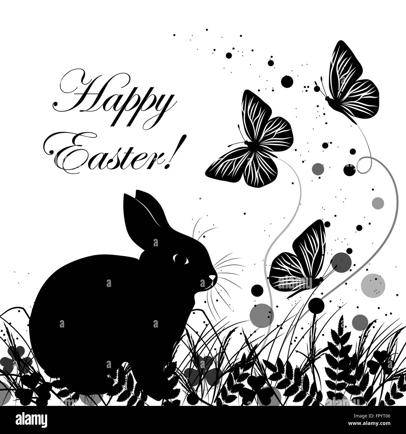 Happy easter postcard bunny Black and White Stock Photos & Images - Alamy