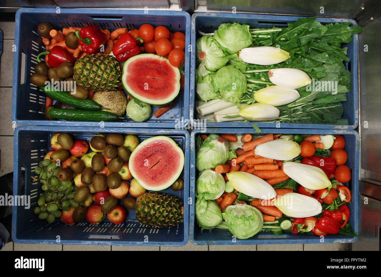 Leiozig, Germany. 08th Mar, 2016. Food for apes is seen at the ape ...