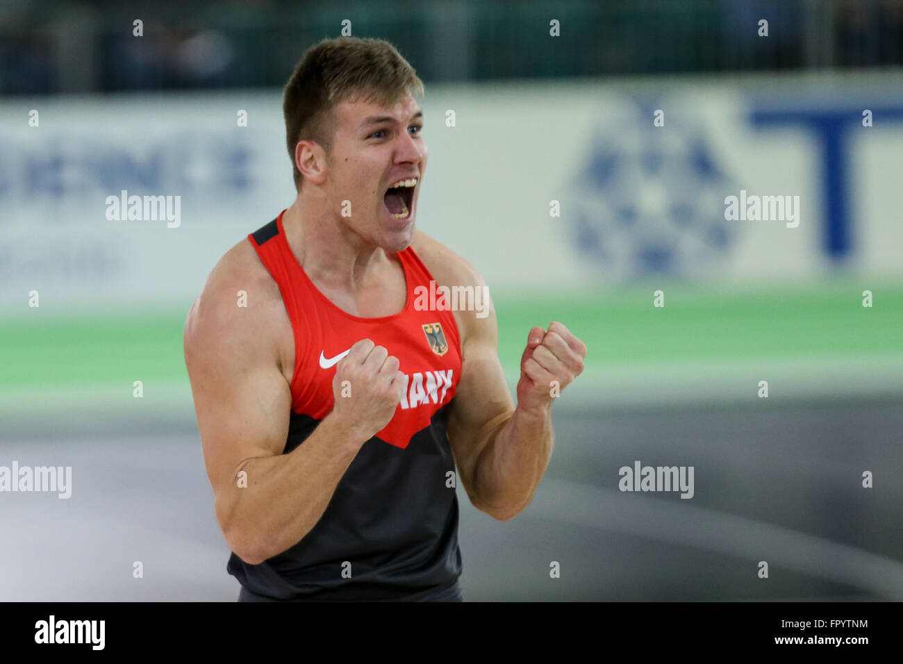 March 19, 2016 - MATHIAS BRUGGER reacts to setting a personal best in ...