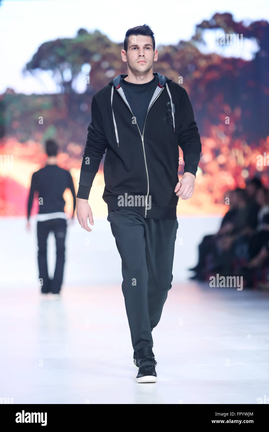 Zagreb, Croatia. 19th March, 2016. Model wearing clothes designed by Ik ...