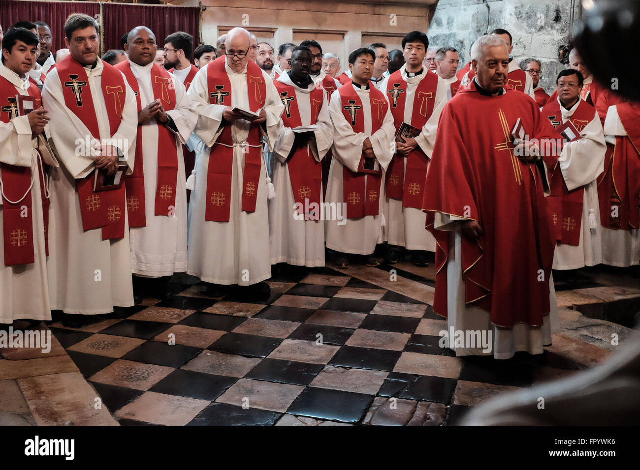 Jerusalem, Israel. 20th March, 2016. Priests and faithful partake in ...