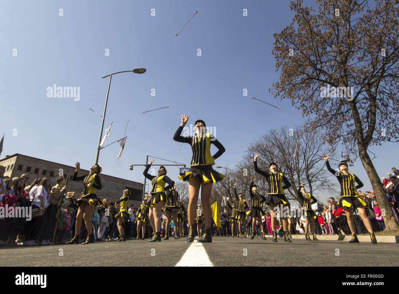 Zenica, Bosnia and Herzegovina. 20th Mar, 2016. Majorettes dance to ...