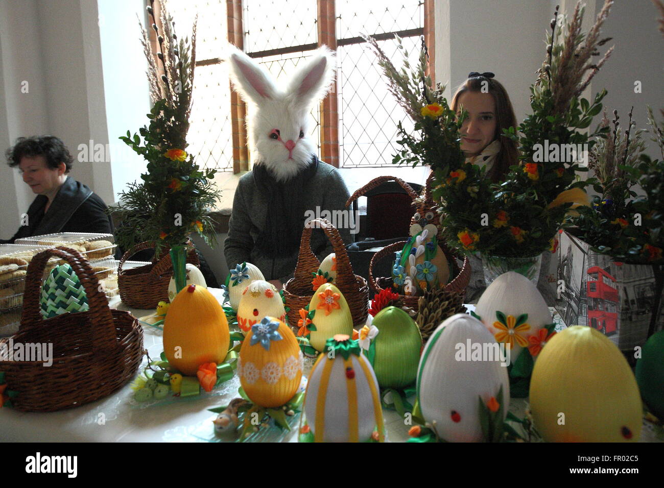 Pelplin, Poland 20th, March 2016 People attend the Easter market during ...