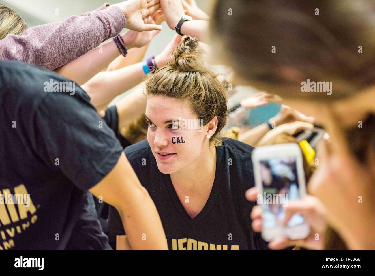 The Cal swimming team celebrates their 3rd place finish during the NCAA ...