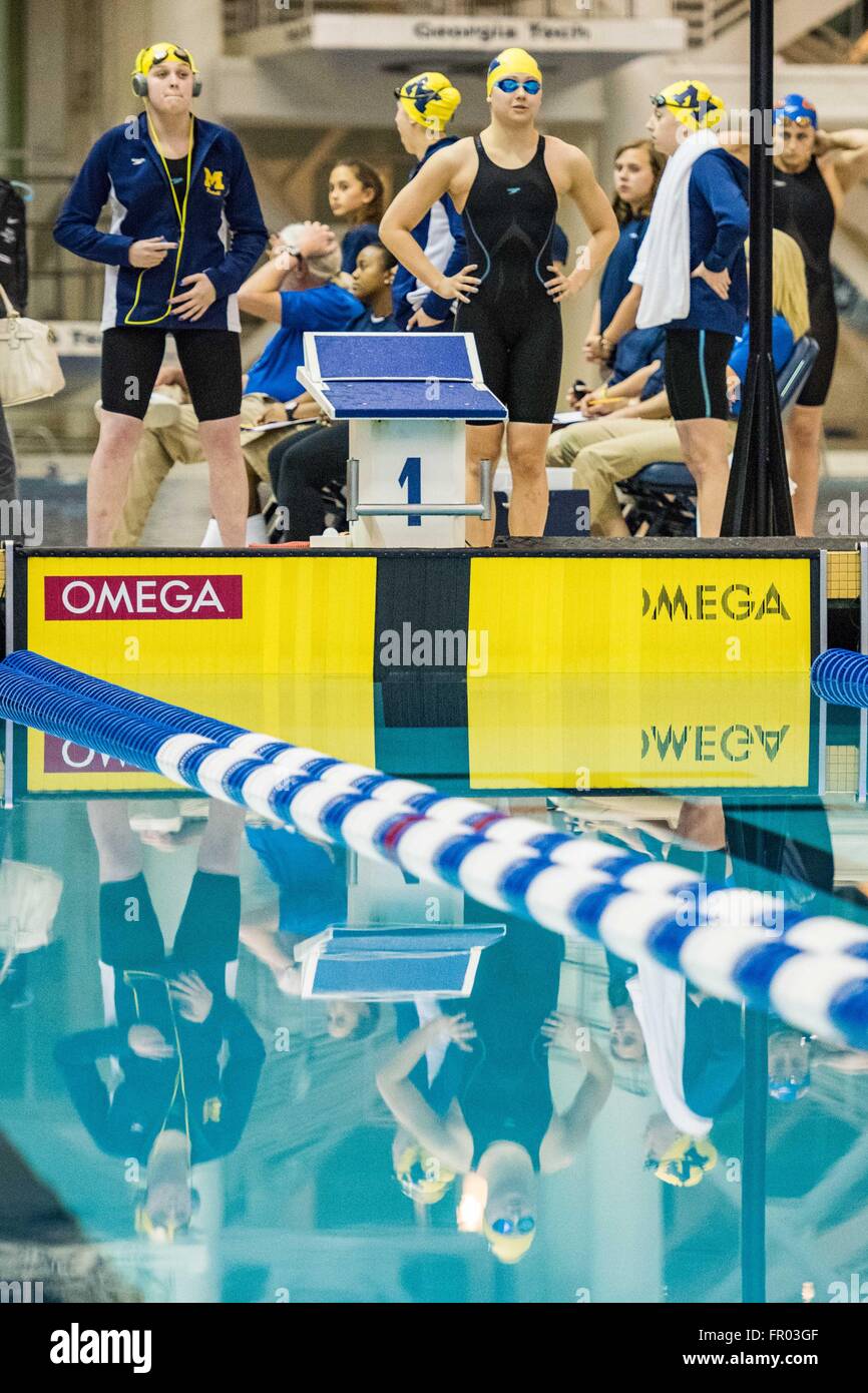 The Michigan relay team during the NCAA Women's Swimming and Diving ...