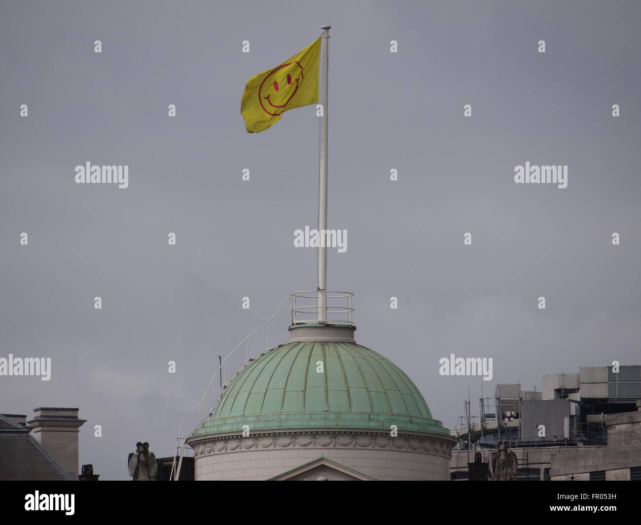 London, UK. 20th March, 2016. Somerset House raises Utopian flag for a ...