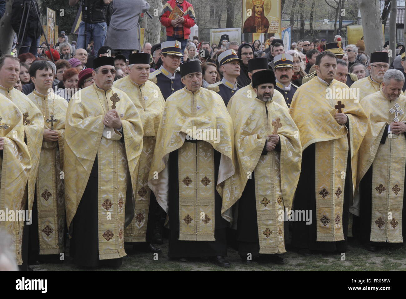 Bucharest, Romania, March 20, 2016: Over 70 orthodox priests are ...