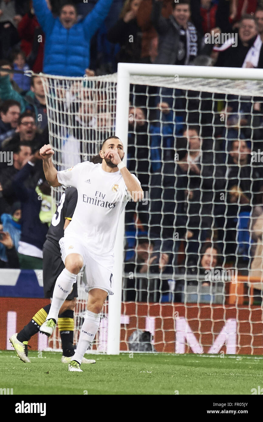 Madrid, Spain. 20th Mar, 2016. Karim Benzema (forward; Real Madrid) in ...
