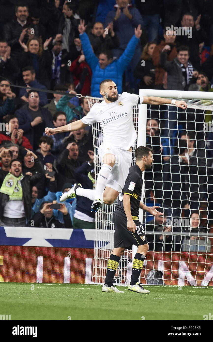 Madrid, Spain. 20th Mar, 2016. Karim Benzema (forward; Real Madrid) in ...