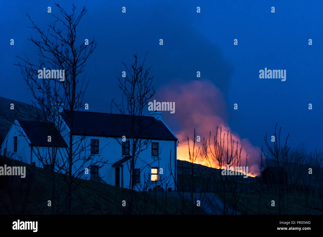 Durrus, Ireland. 20th March, 2016. A grass fire on the slopes of Mount ...