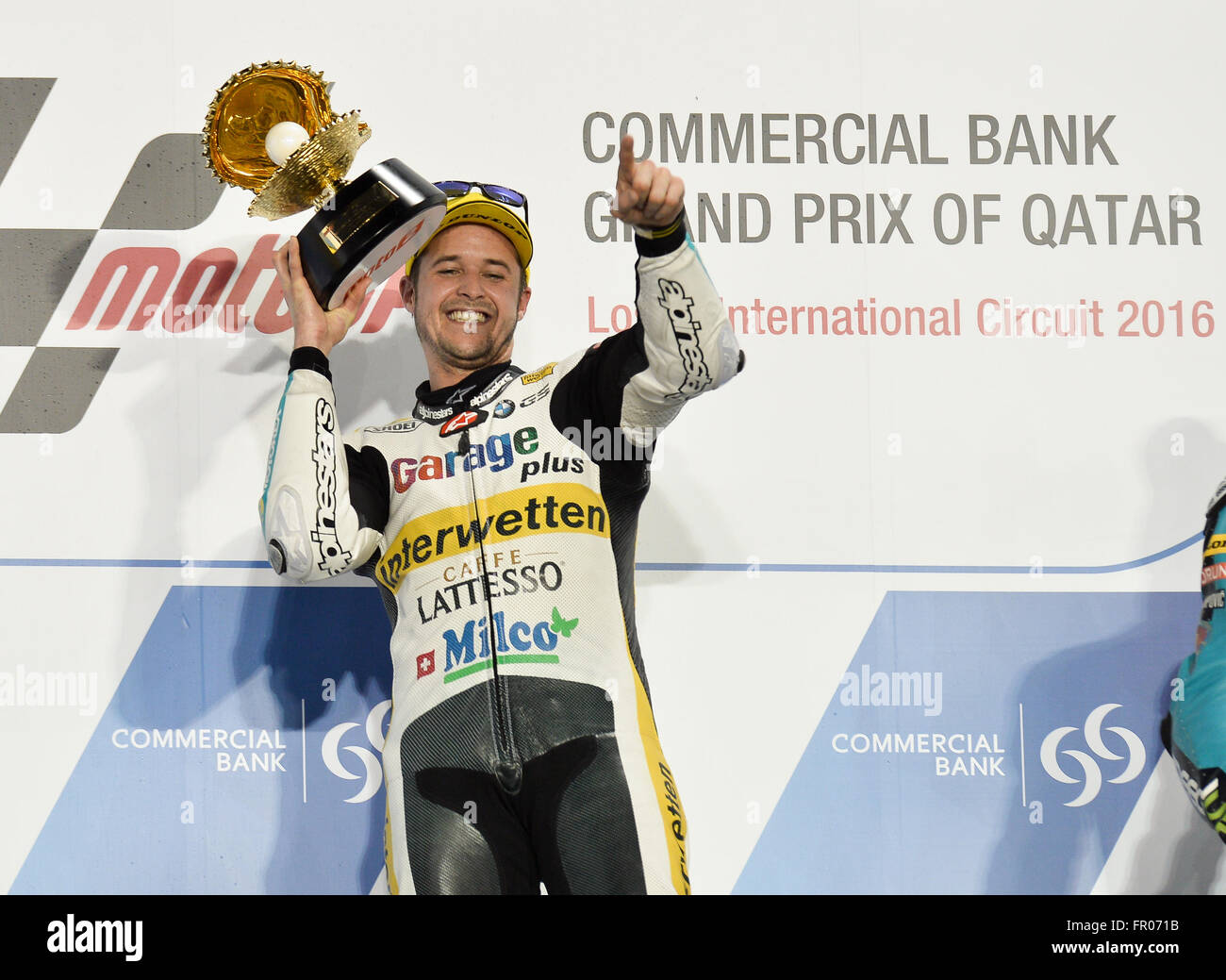 Doha, Qatar. 20th Mar, 2016. Swiss Moto2 rider Thomas Luthi of the ...