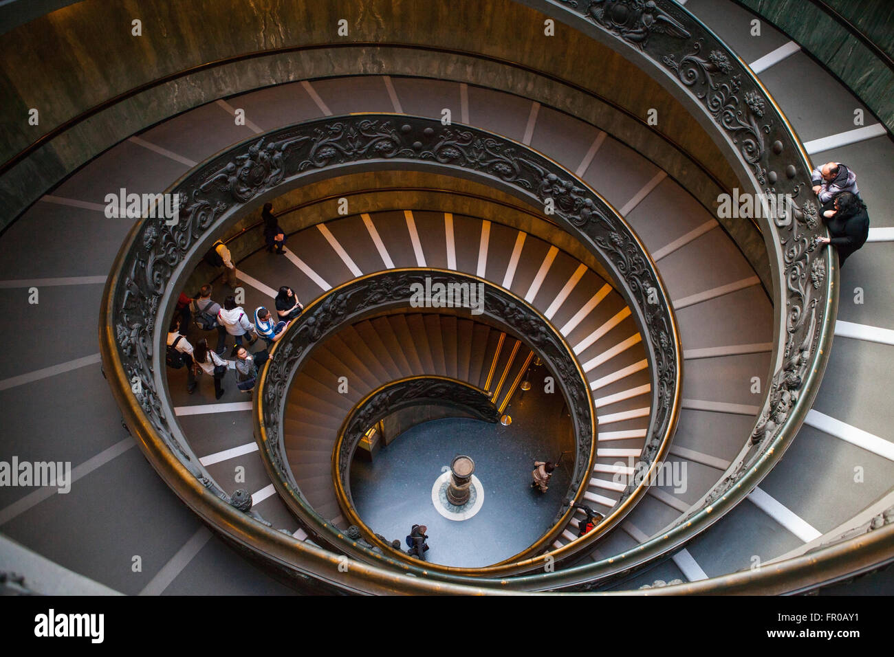 ROME, ITALY - March 02, 2016 : Top view of famous stairs with round ...