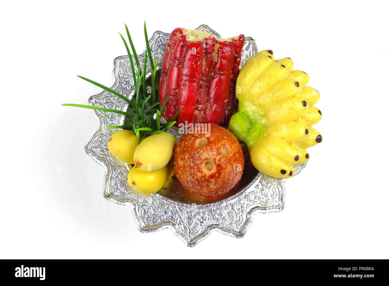 Sculpture fruit in tray for sacrifice to the wandering spirit Stock ...