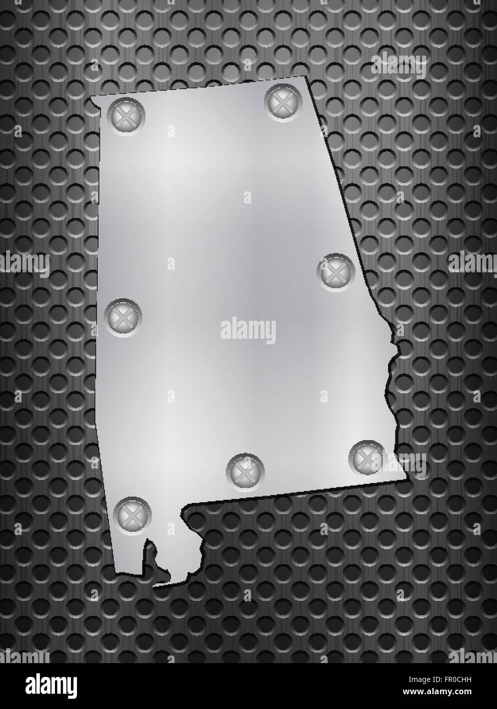 Alabama metal map on a black metal grid Stock Vector Image & Art - Alamy