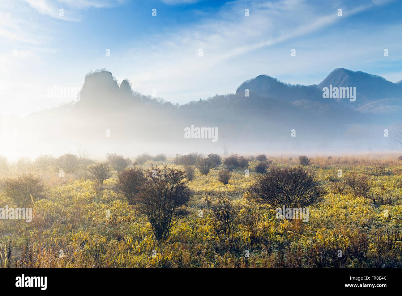 Early morning autumn landscape near Lake Haruna in Gunma, Japan Stock ...
