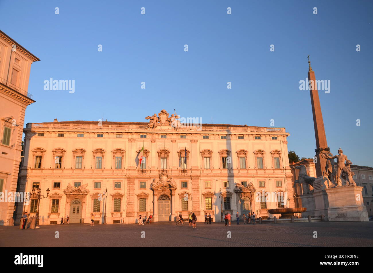 Beautiful Piazza del Quirinale in sunset light in Rome, Italy Stock ...